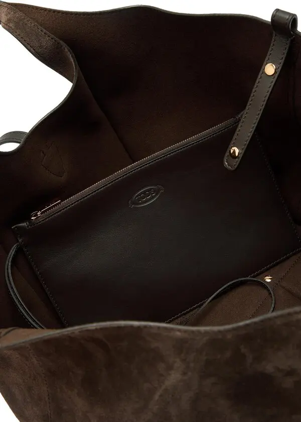TOD'S T-plaque Suede Tote