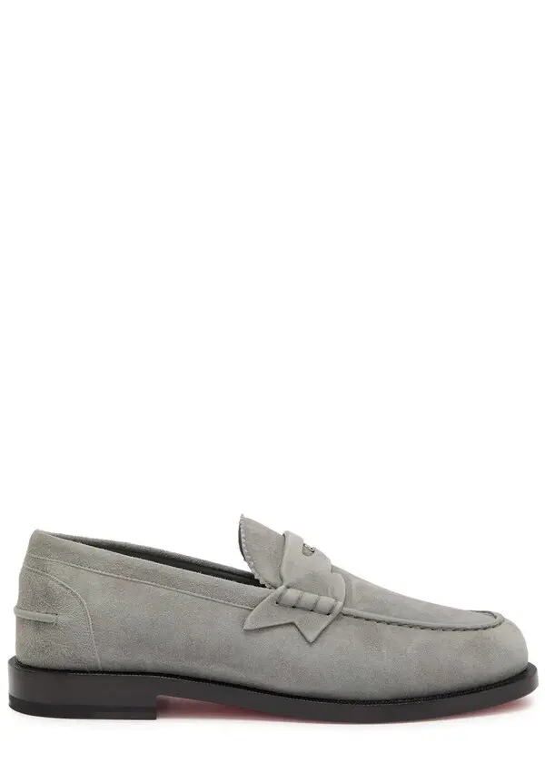 CHRISTIAN LOUBOUTIN The Plato Velour Loafers - Grey