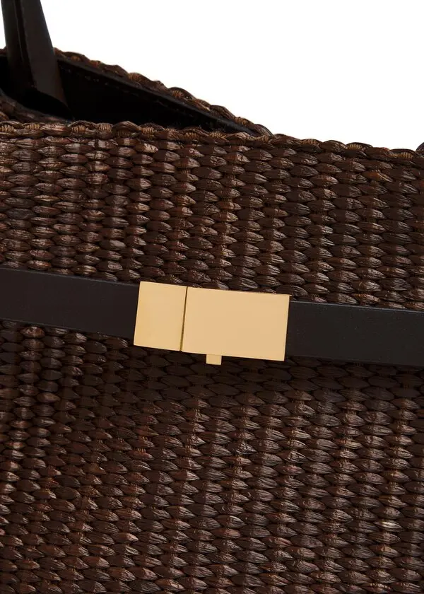 DEMELLIER The New York Raffia And Leather Tote - Dark Brown
