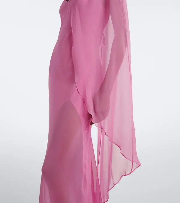 THE SEI Caped Silk Gown In Carnation