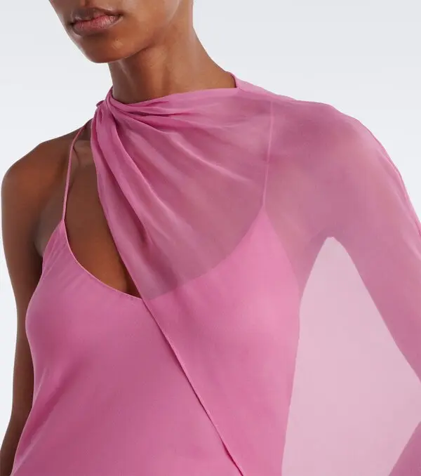 THE SEI Caped Silk Gown In Carnation