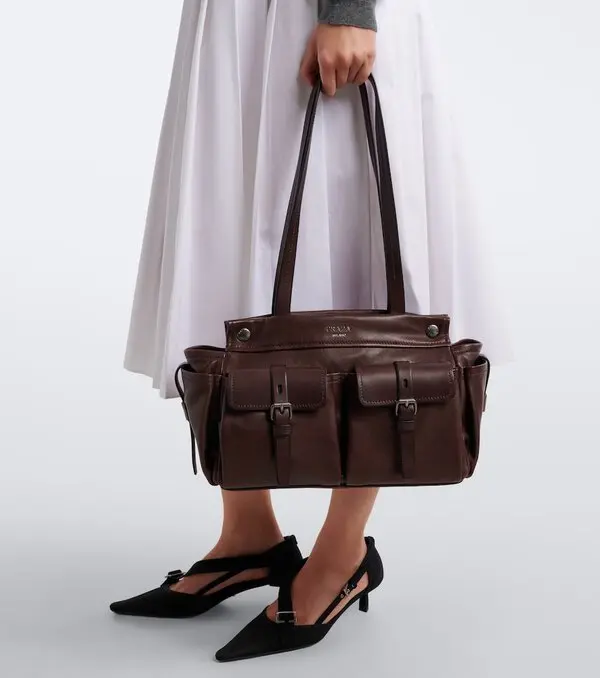 Prada Route Medium Leather Tote Bag