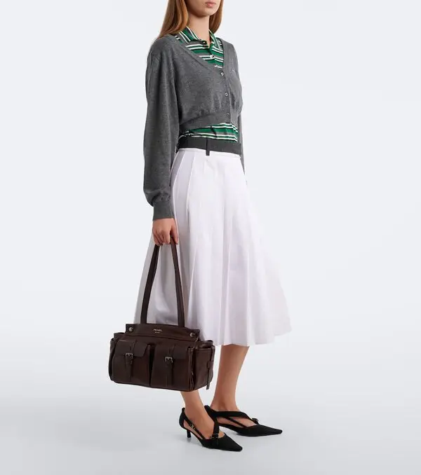Prada Route Medium Leather Tote Bag