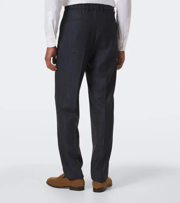 Etro Jacquard Virgin Wool Straight Pants