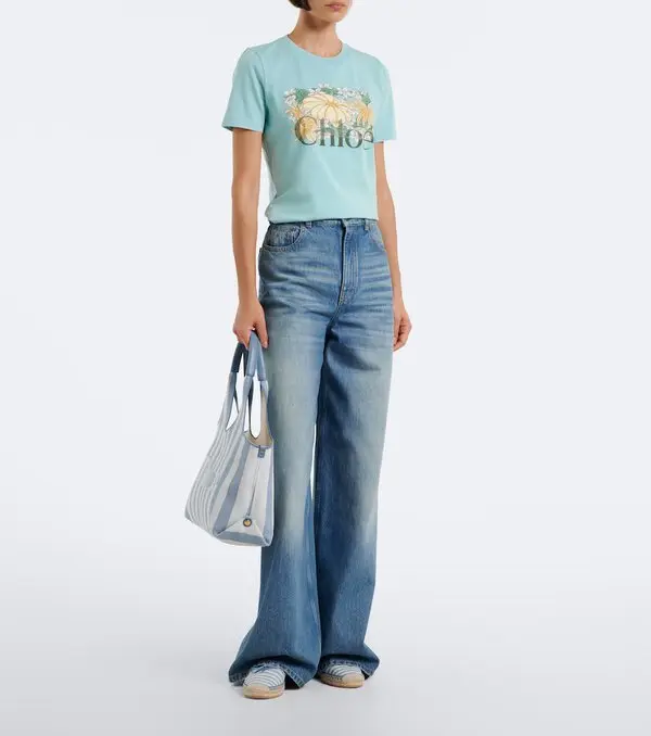 Chloé Logo Printed Cotton Jersey T-shirt