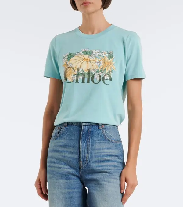 Chloé Logo Printed Cotton Jersey T-shirt