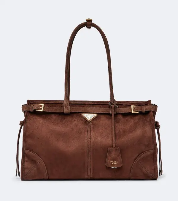 Prada Bonnie Large Suede Shoulder Bag