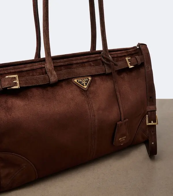Prada Bonnie Large Suede Shoulder Bag