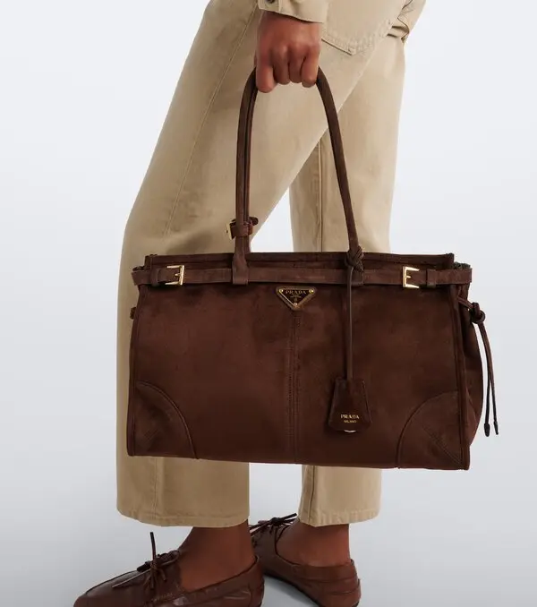Prada Bonnie Large Suede Shoulder Bag