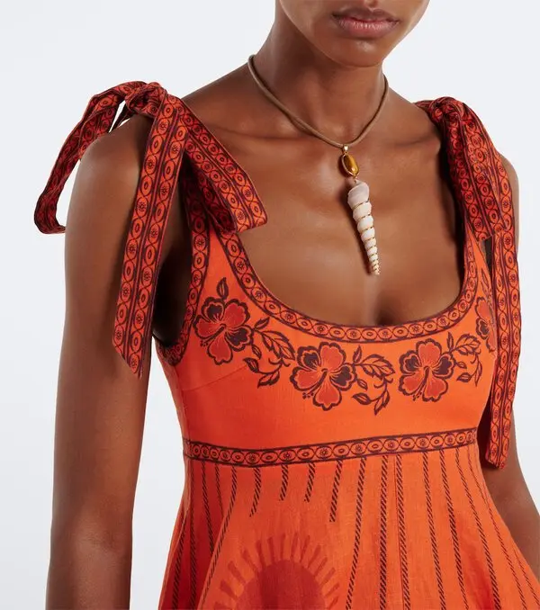 ALEMAIS Boathouse Printed Linen Midi Dress