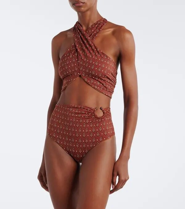 Johanna Ortiz Gathered Printed Bikini Bottom