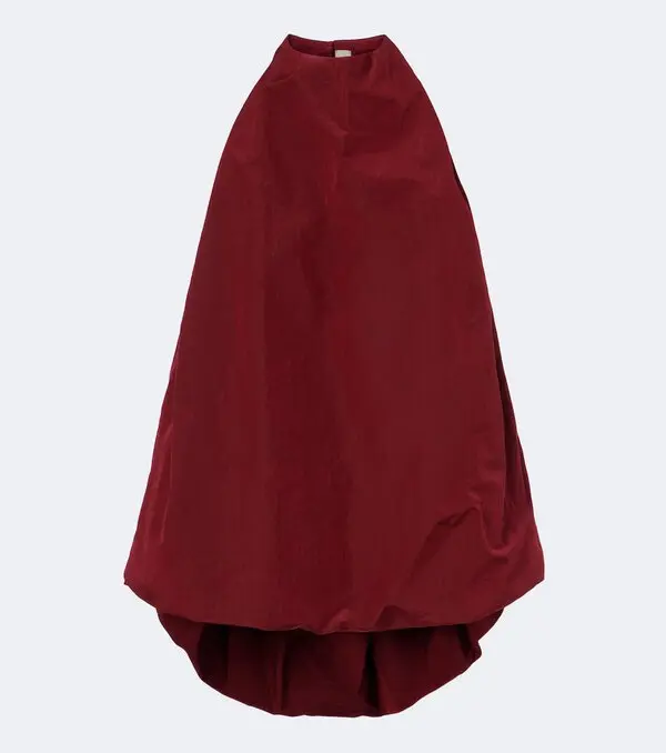 Magda Butrym Halterneck Cotton And Silk Top - Burgundy