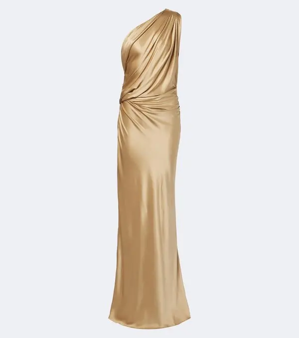 THE SEI One-shoulder Draped Silk Satin Gown