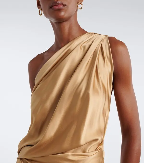 THE SEI One-shoulder Draped Silk Satin Gown
