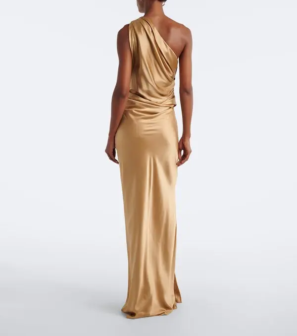 THE SEI One-shoulder Draped Silk Satin Gown