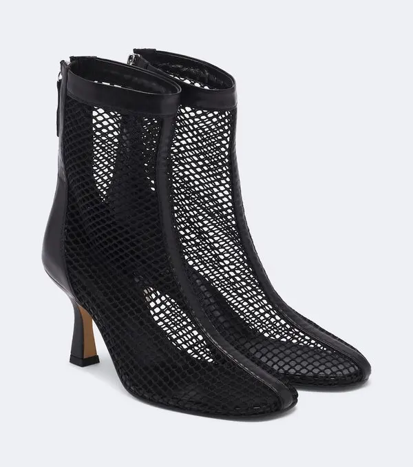 SOULIERS MARTINEZ Fira Leather-trimmed Mesh Ankle Boots - Black