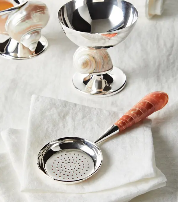 TAVARES 1922 Spiralis Sterling And Shell Tea Strainer