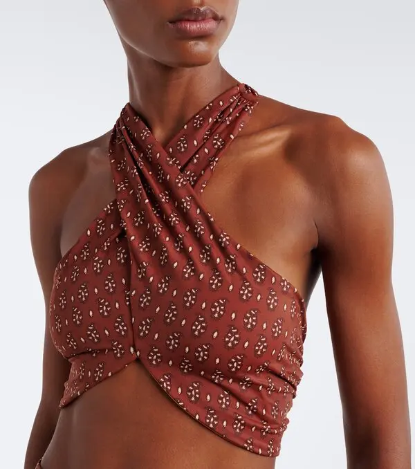 Johanna Ortiz Printed Halterneck Bikini Top