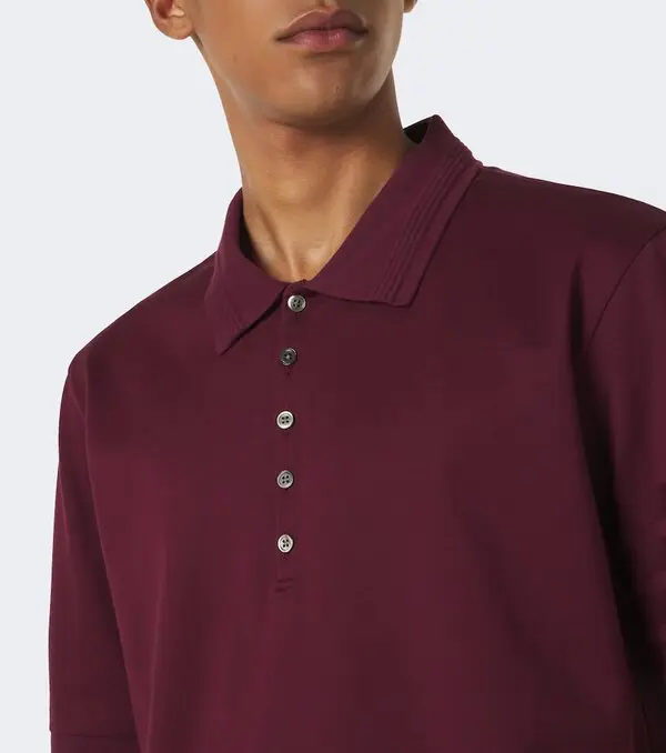 Thom Browne 4-bar Cotton Polo Shirt - Burgundy