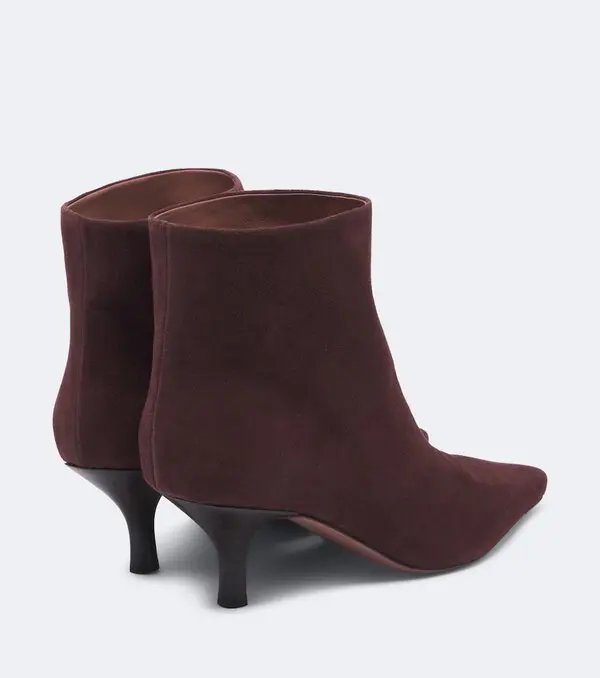 Paris Texas Rose Suede Pointed Toe Ankle Boots - Brown