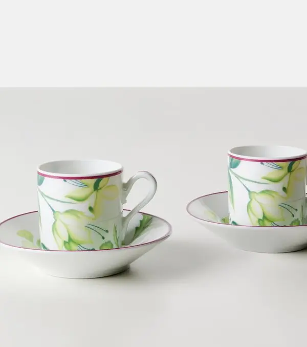 GINORI 1735 Impero Set Of 2 Coffee Cups And Saucers - White
