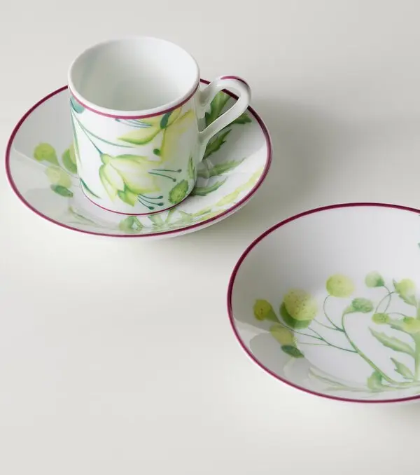 GINORI 1735 Impero Set Of 2 Coffee Cups And Saucers - White