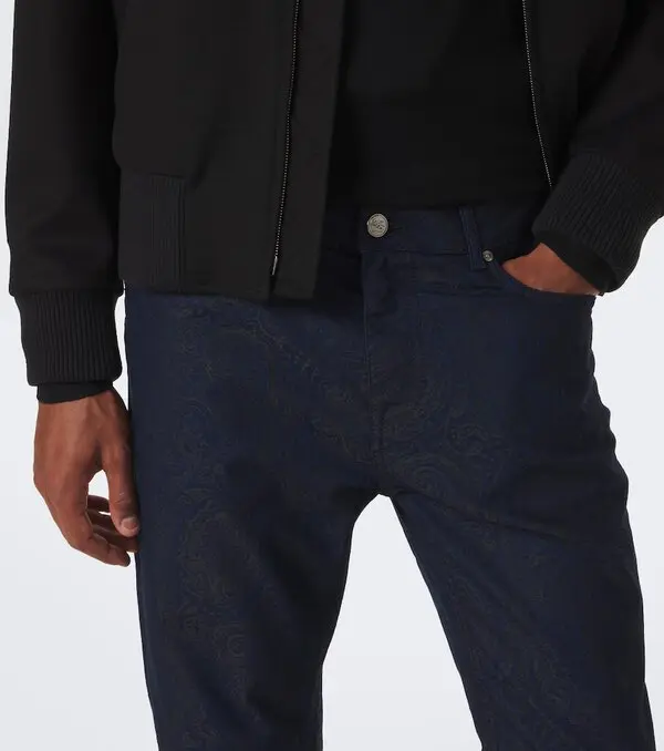 Etro Jacquard Cotton-blend Slim Pants