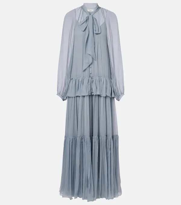 Chloé Ruffled Silk Muslin Maxi Dress
