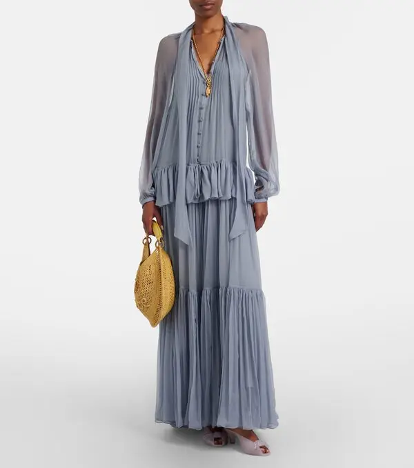 Chloé Ruffled Silk Muslin Maxi Dress