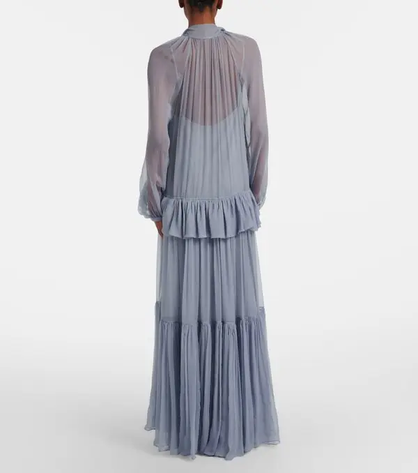 Chloé Ruffled Silk Muslin Maxi Dress