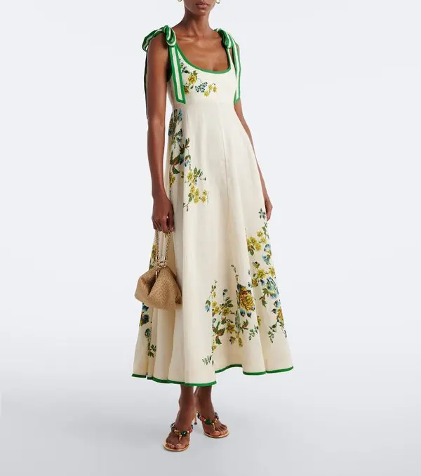 ALEMAIS Phyllis Floral Linen Maxi Dress