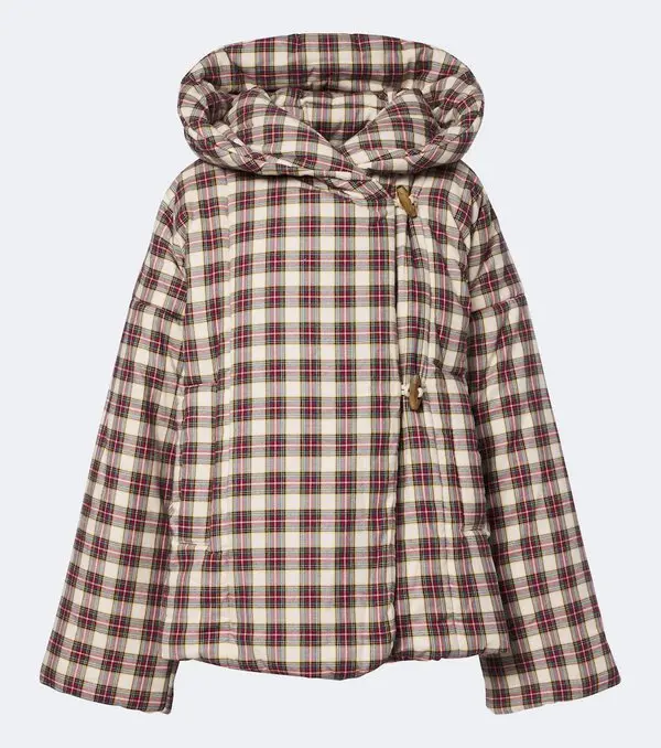 Dries Van Noten Gingham Hooded Cotton Puffer Jacket