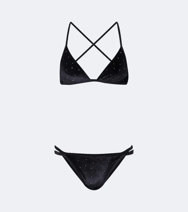 Balmain Embellished Velvet Bikini