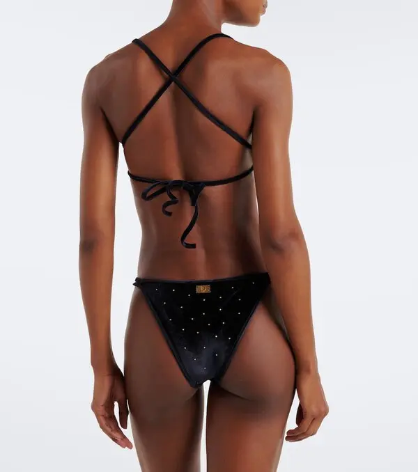 Balmain Embellished Velvet Bikini