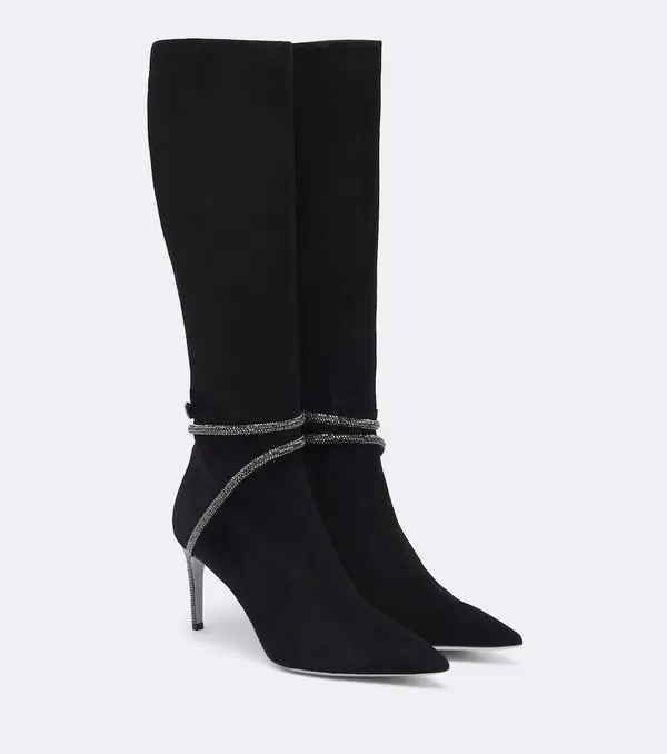 Rene Caovilla Embellished Suede Knee-high Boots