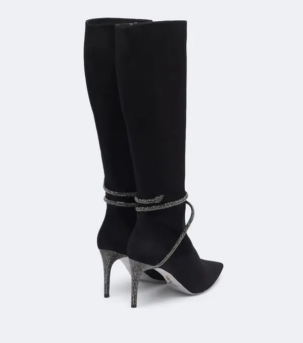 Rene Caovilla Embellished Suede Knee-high Boots