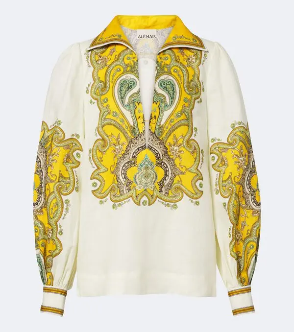 ALEMAIS Porter Printed Linen Blouse