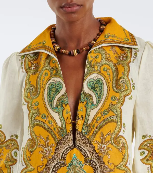 ALEMAIS Porter Printed Linen Blouse