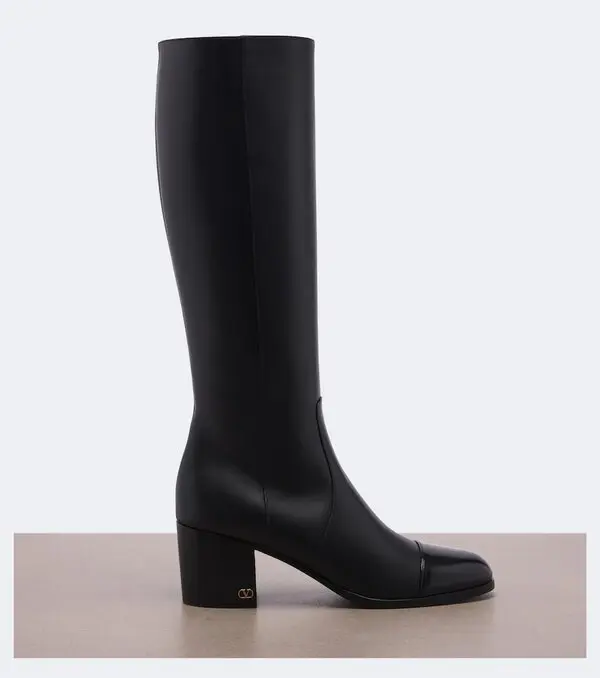 Valentino Garavani Vlogo Knee-high Leather Boots