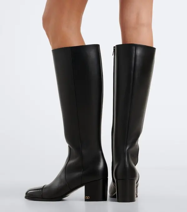 Valentino Garavani Vlogo Knee-high Leather Boots