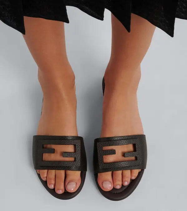 Fendi Baguette® Leather Slides