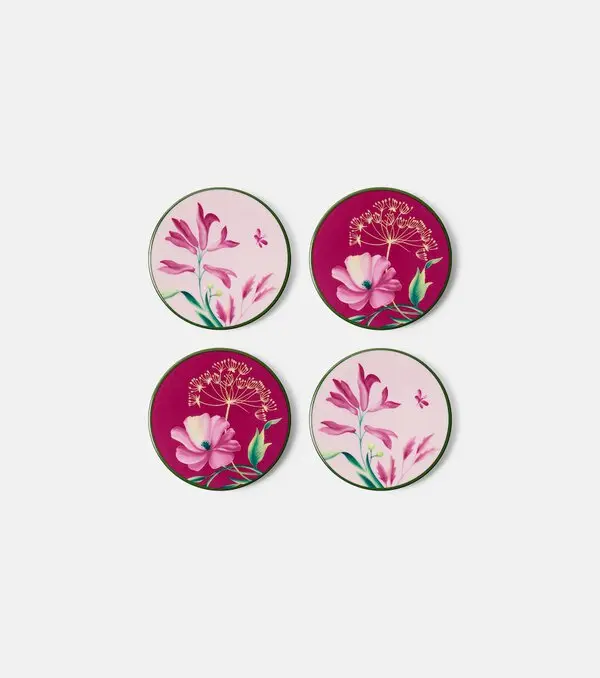 GINORI 1735 Florenza Set Of 4 Porcelain Coasters - Pink