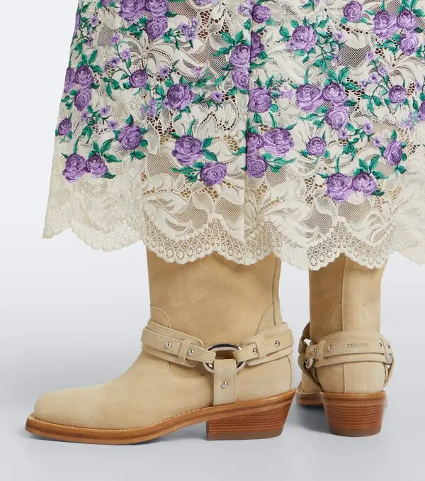 Rabanne Suede Biker Boots