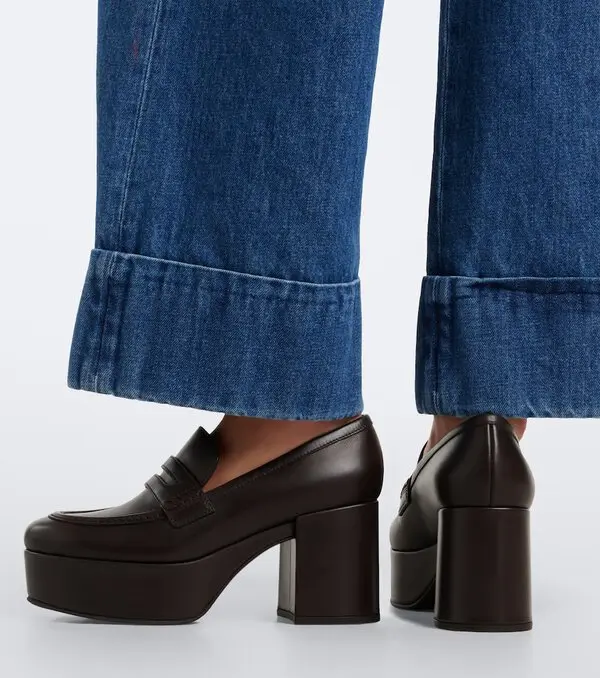 GIANVITO ROSSI Leather Platform Loafers