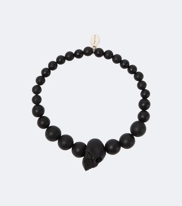 Alexander McQueen Beaded Skull Bracelet - Black