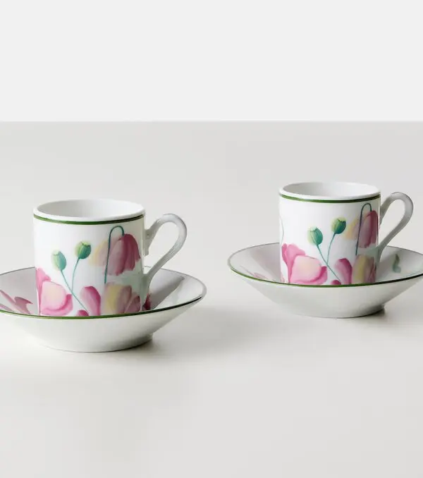 GINORI 1735 Impero Set Of 2 Coffee Cups And Saucers - White