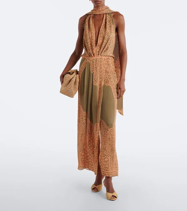 Johanna Ortiz Printed Silk Maxi Dress
