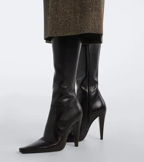 Saint Laurent 77 Leather Knee-high Boots