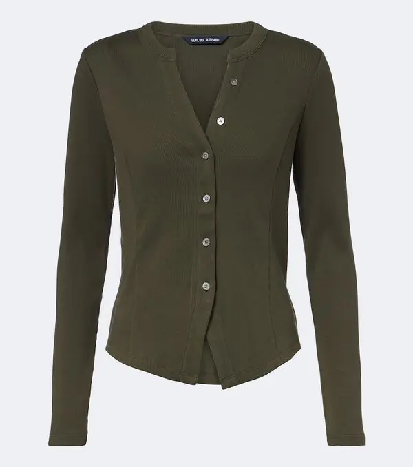 Veronica Beard Cordis Ribbed-knit Cotton-blend Cardigan