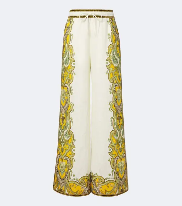 ALEMAIS Porter Printed Linen Wide-leg Pants - Multicoloured
